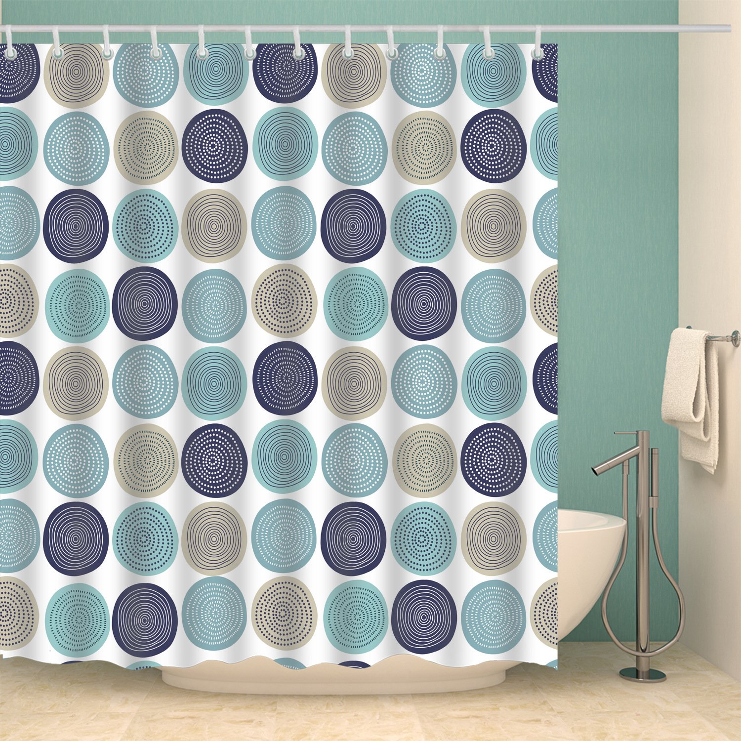 White Microfiber Fabric Shower Curtain Liner